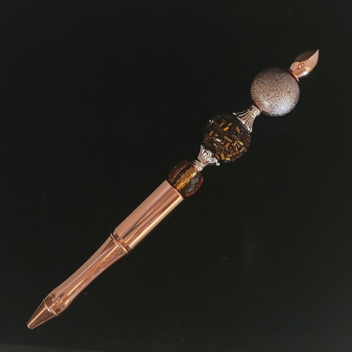 Mocca - Mocha, Amber & Rose Gold Jeweled Pen – Pendora's Pens